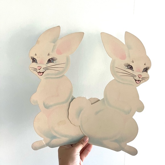 Vintage | Wall Decor | Vintage 4s White Bunny Rabbits Cardboard Cut Out ...